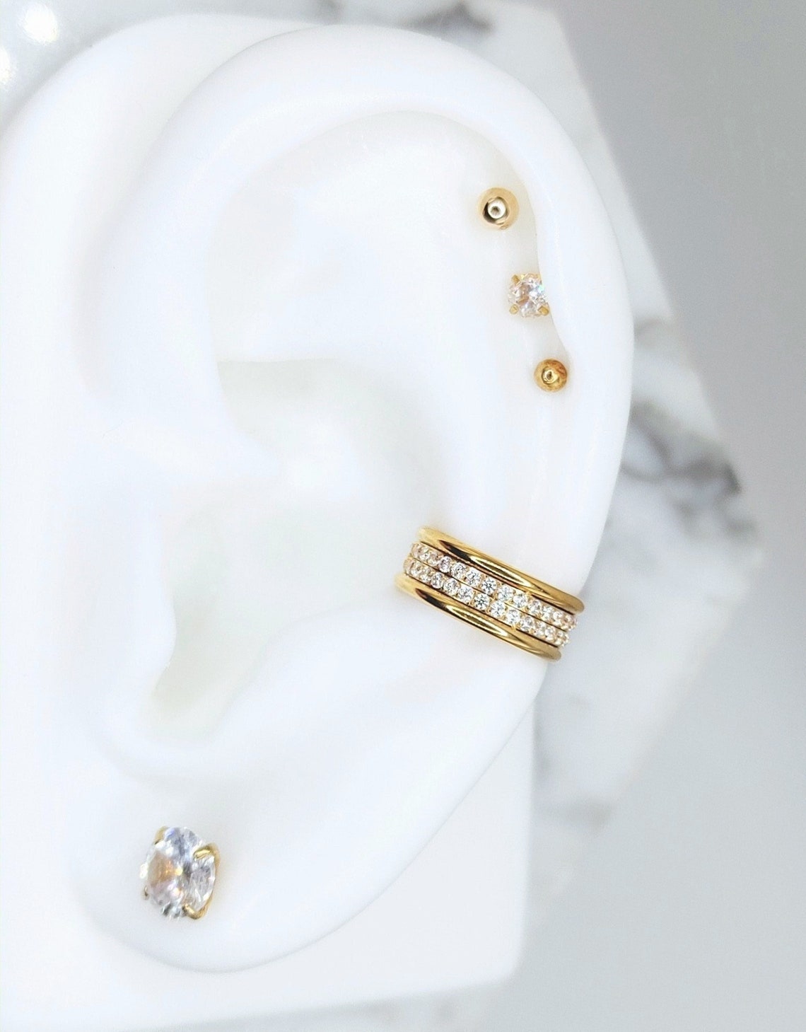 ASTM F136 Titanium Conch Hoop, Four Layer Stacked Conch Earring, Gold ...