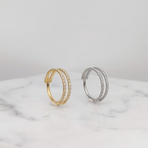 Double Gem Parallel Split Double Conch Hoop, G23 Titanium Conch Earring ...