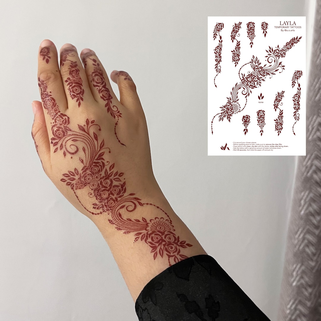 Red Henna Tattoo: LAYLA - Etsy