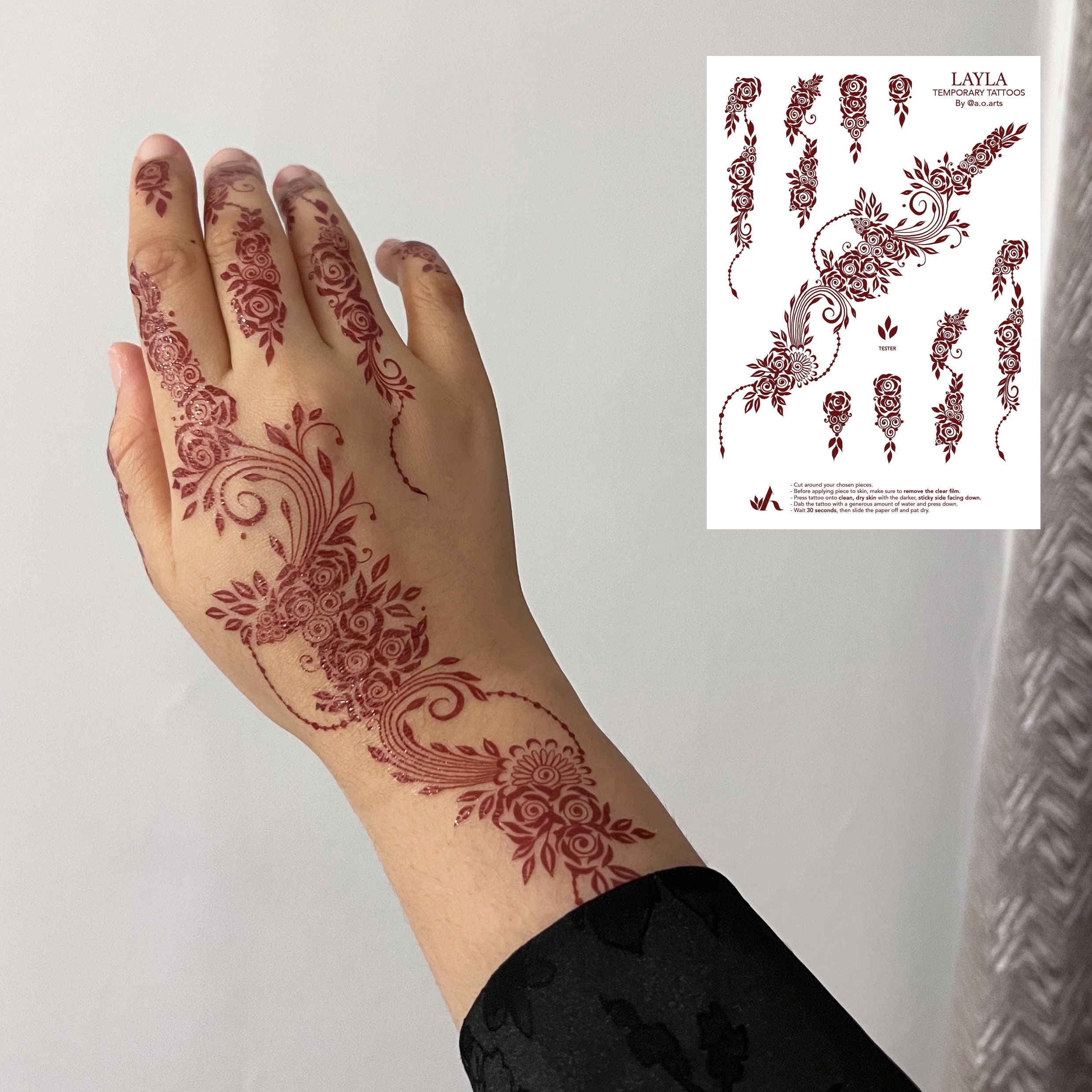 Red Henna Tattoo: LAYLA - Etsy
