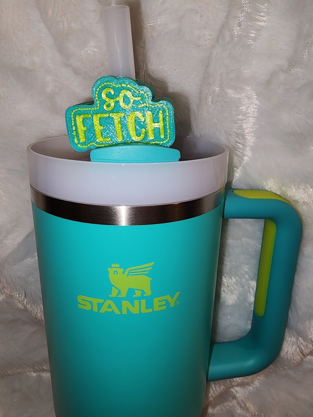 Tropical Teal so Fetch Straw Topper Stanley Straw Slider Fits Most ...