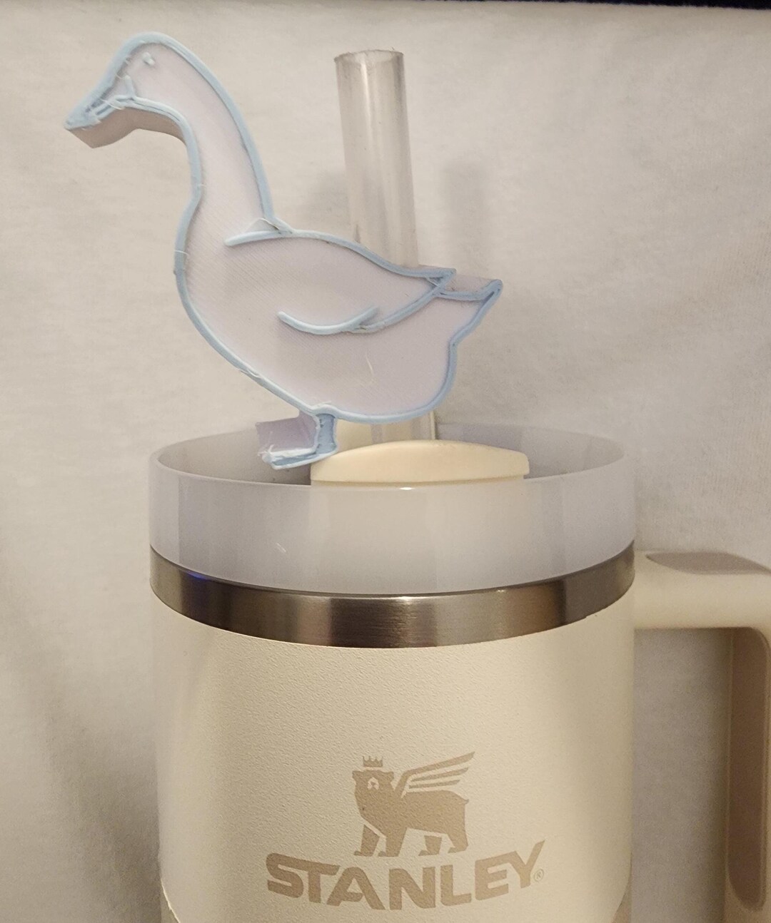 Goose Stanley Straw Topper - White With Light Blue Mother Goose Straw ...