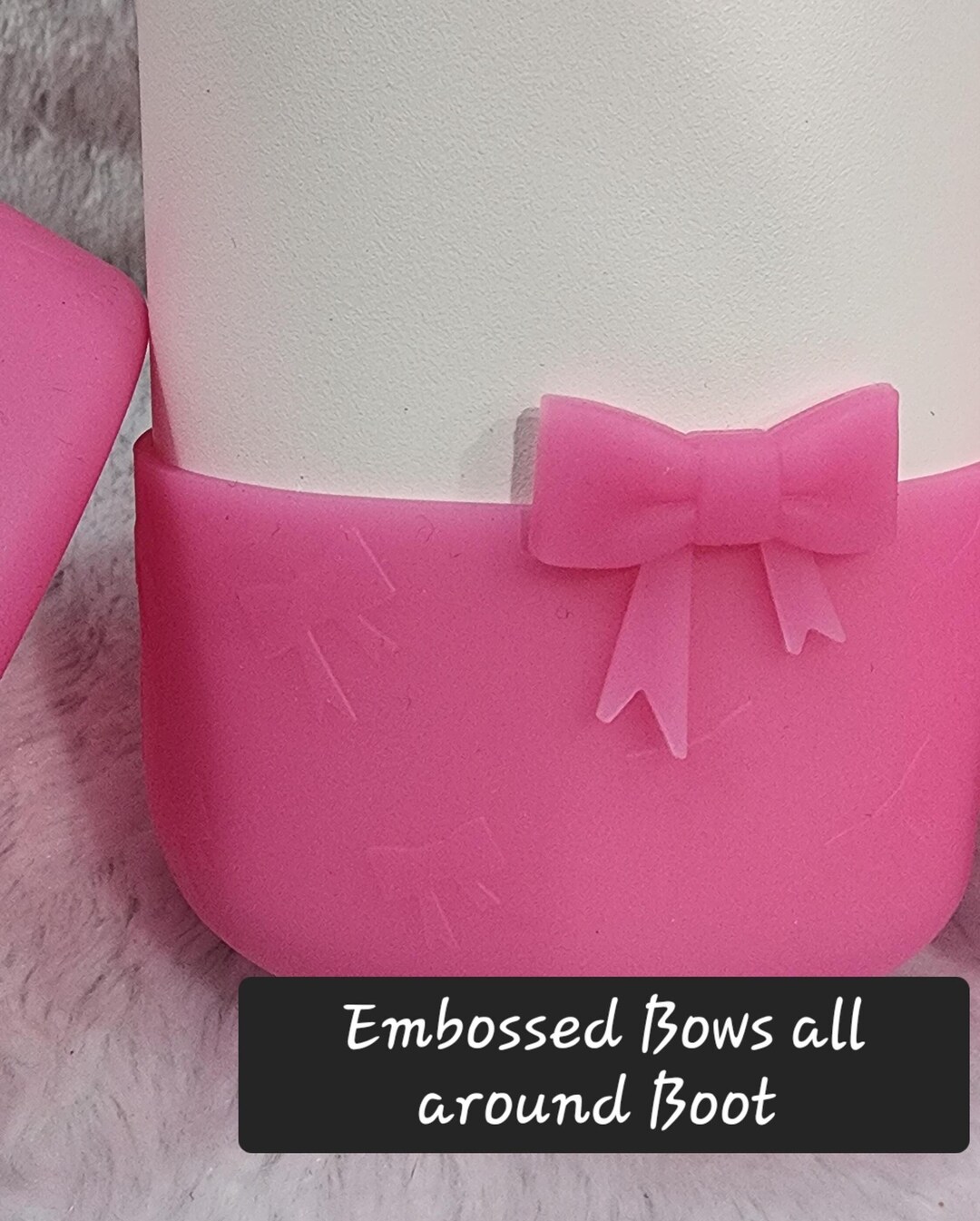 Deep Pink Bow Silicone Boot Tumbler Scratch Dent Bottom Protector Pink ...