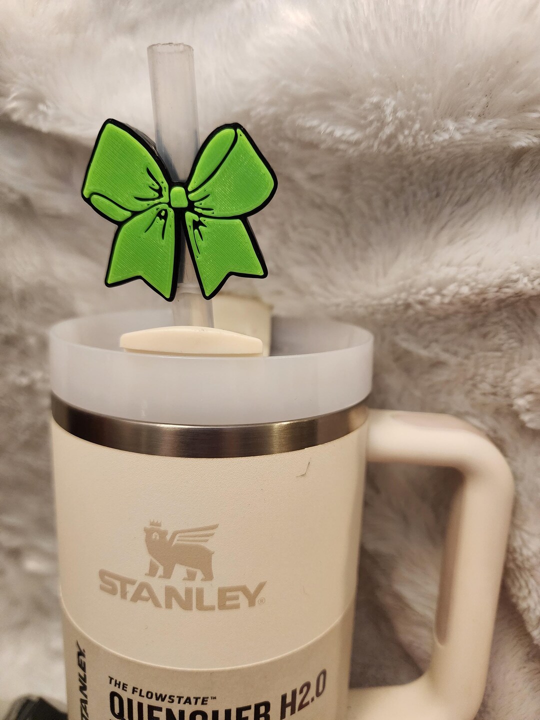 Bow Straw Topper for Stanley Ribbon Bow Straw Topper Black With Neon ...