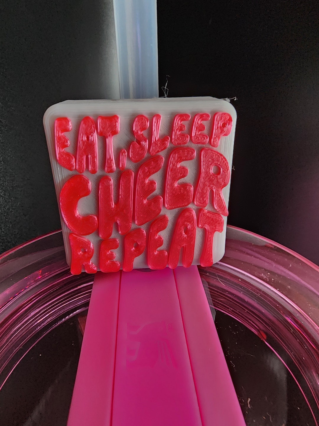 Cheer Straw Topper/slider. White on Silk Pink. Stanley Straw Slider ...