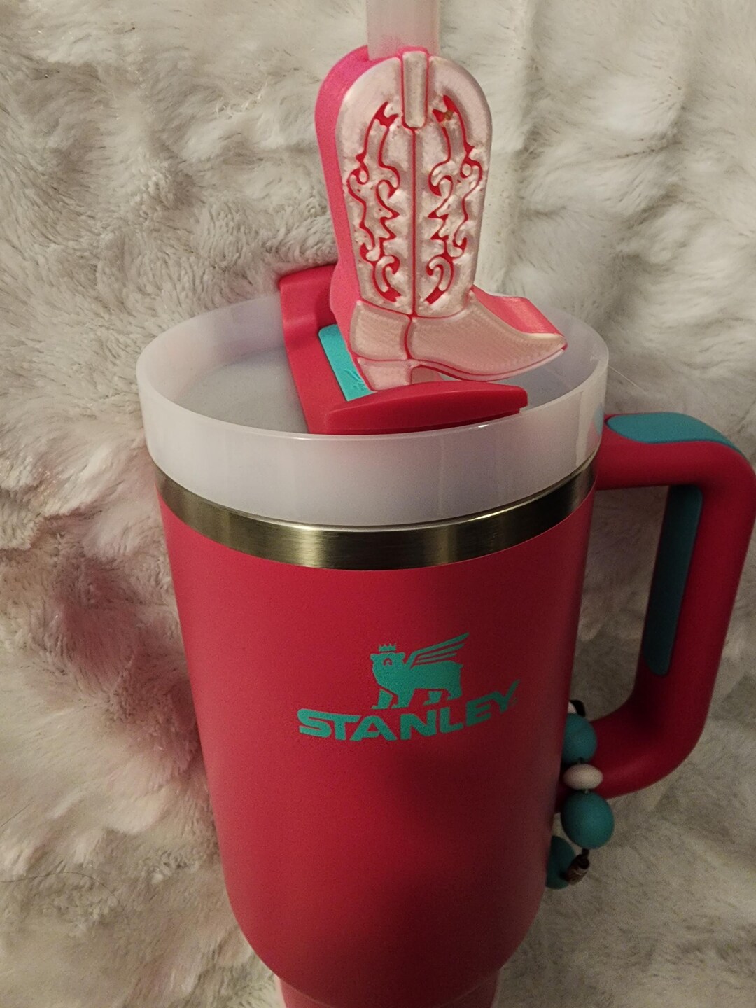 Cowboy Cowgirl Boot Straw Topper Hot Pink/dark Pink With Silk Pearl ...