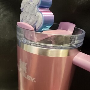 Sea Turtle Straw Topper Slider Shown on Mauve Shimmer 40oz Stanley ...