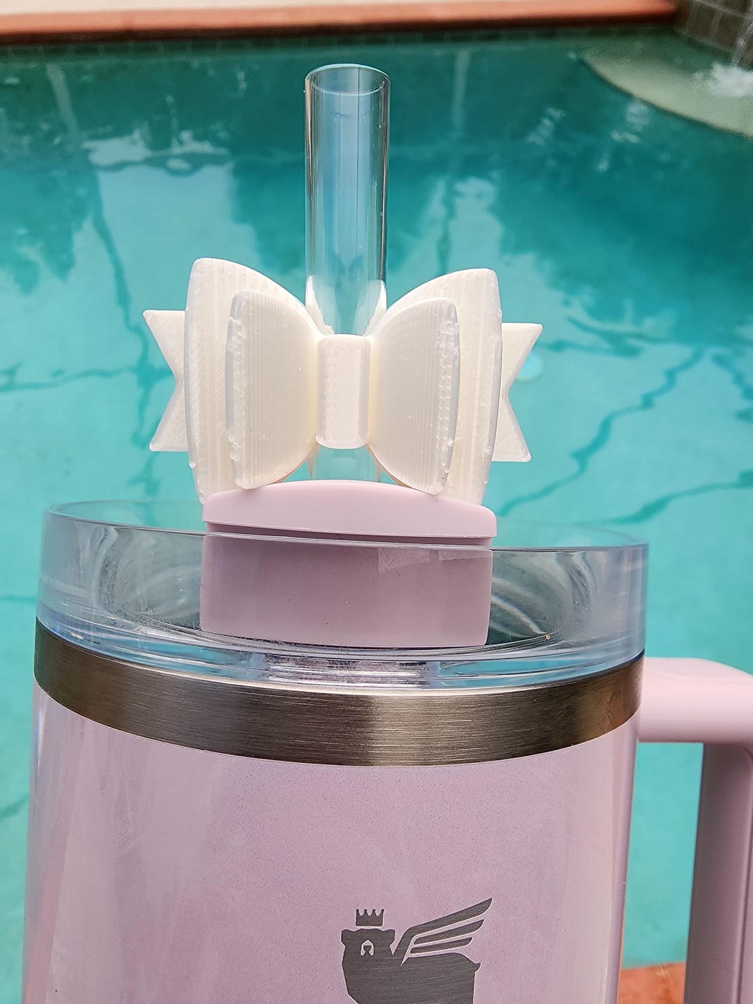 Pearl White Bow Straw Topper for Stanley 20, 30 and 40oz Stanley ...