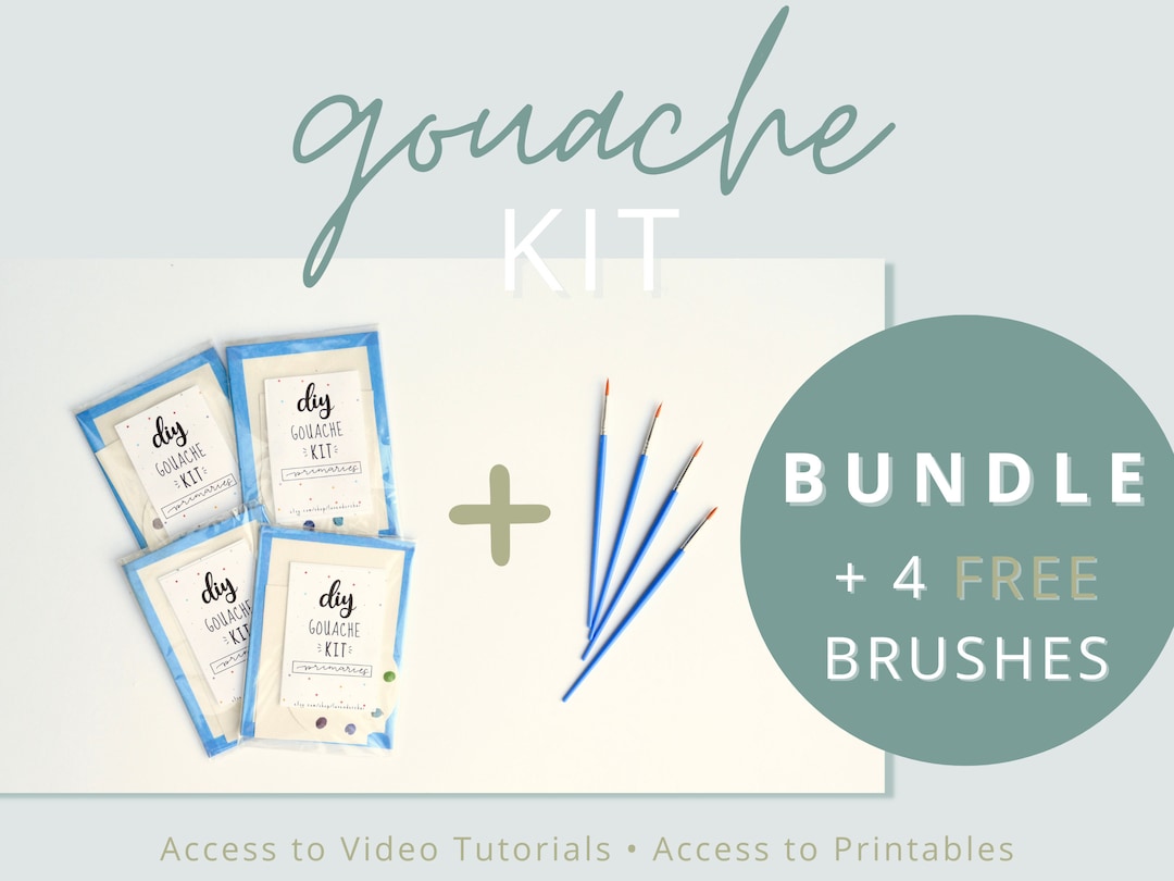 DIY Gouache Painting Kit BUNDLE + 4 FREE Brushes! - Etsy