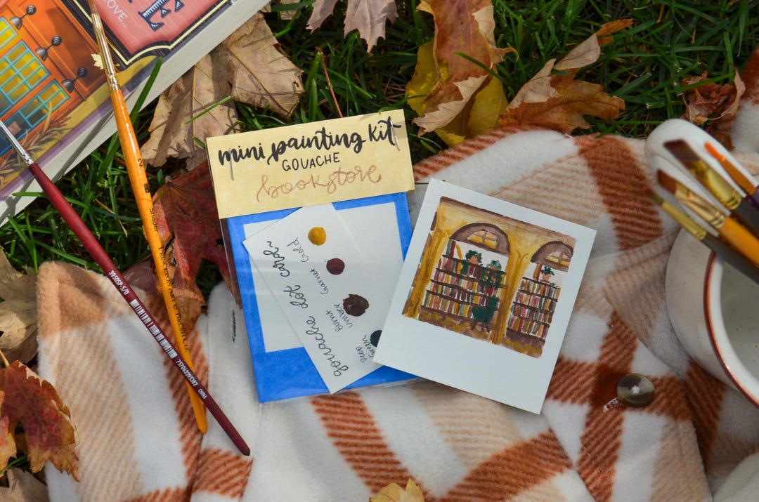 Mini Painting Kit- Bookstore | Cozy Art Kit, Bookish Craft Kit, Library ...