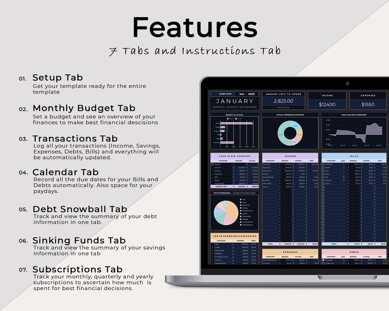 Dark Mode Ultimate Monthly Budget Spreadsheet, Monthly Budget Planner ...