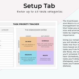 Excel Task Priority Tracker, to Do List Template, Task Tracker Excel, Eisenhower Matrix, Task ...