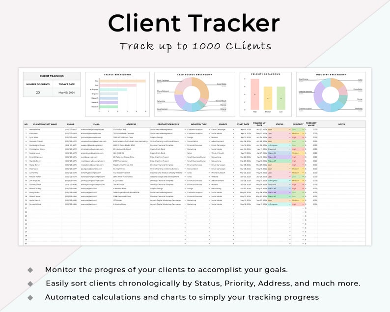 Client Tracker Google Sheets, Small Business Spreadsheet, Lead Tracker ...