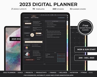 Undated Dark Mode Digital Planner for Goodnotes & Notability - Etsy