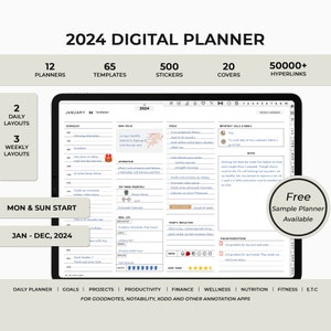 Digital Planner 2024, Goodnotes Planner, 2024 Digital Planner Goodnotes ...