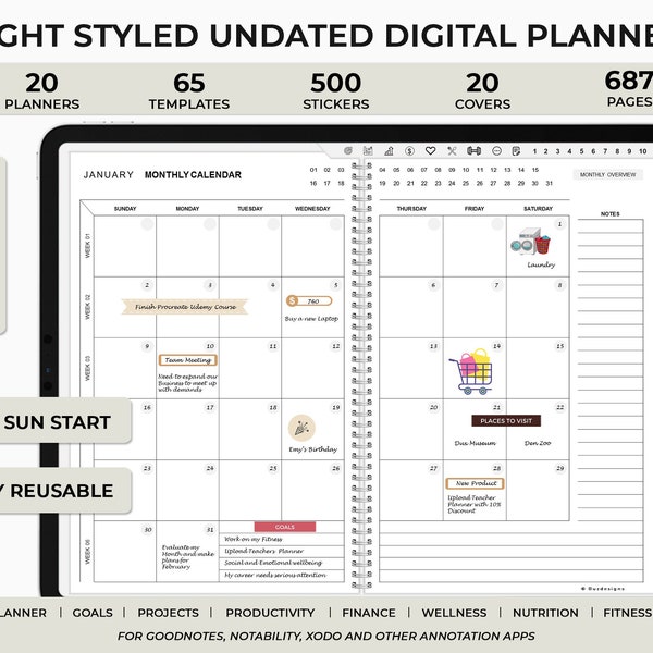 Undated Digital Planner - Etsy