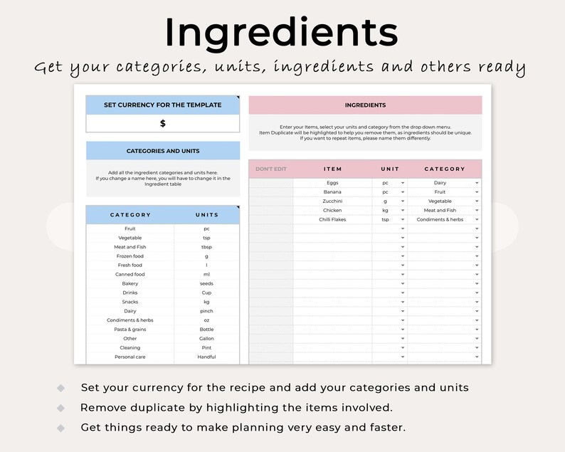 Weekly Meal Planner Google Sheets, Grocery List, Automated Shopping ...