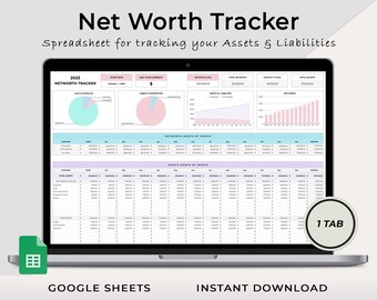 Net Worth Tracker Spreadsheet Template for Google Sheets, Net Worth ...