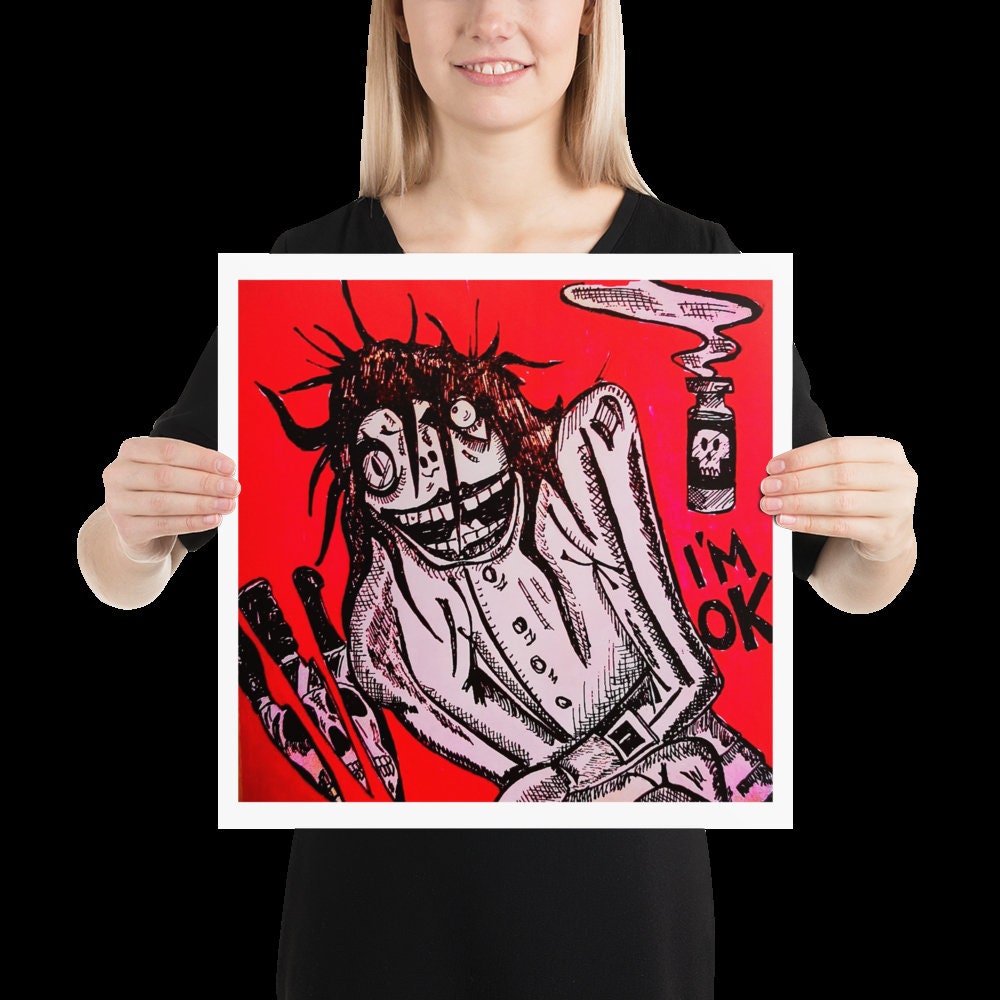 Hand Drawn Creepy Horror Art Design Matte-finish Poster 16 X 16 - Etsy UK