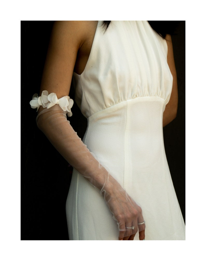 Mesh Bridal Gloves/sleeves in White With Floral Design - Etsy