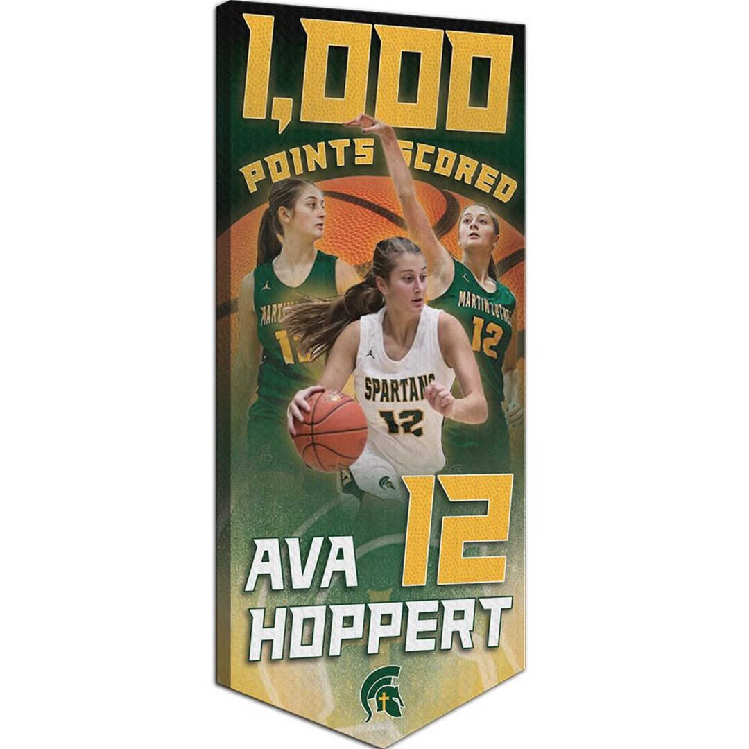 Personalized 1000 Points Scored Basketball Canvas Banner Gift - Etsy