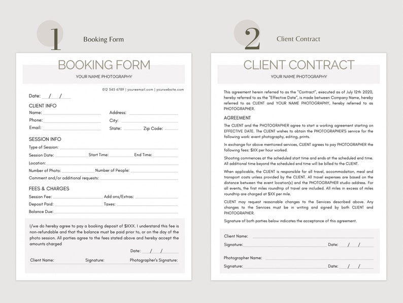 Photography Business Forms Bundle Photography Forms Template - Etsy