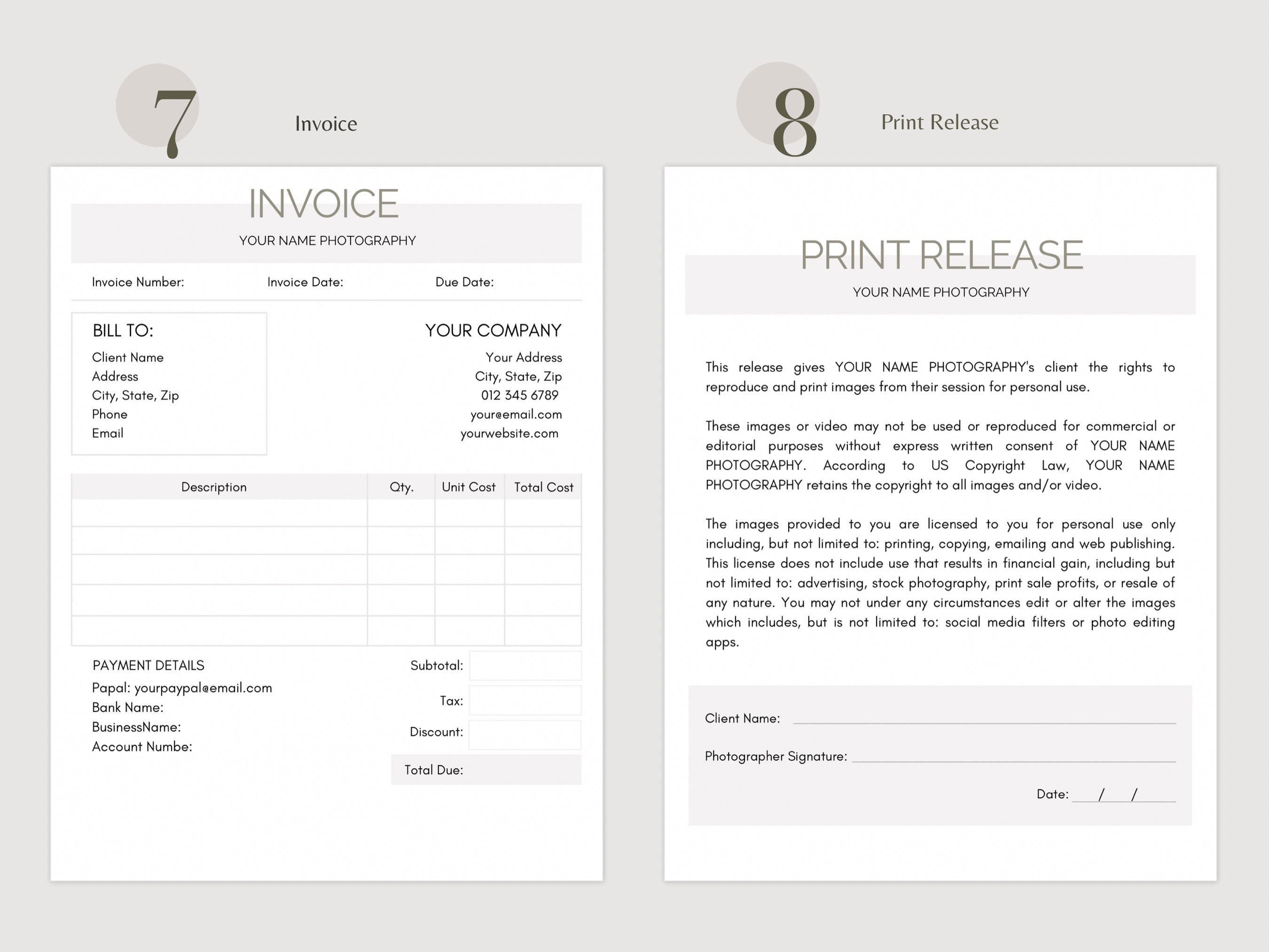 Photography Business Forms Bundle Photography Forms Template - Etsy