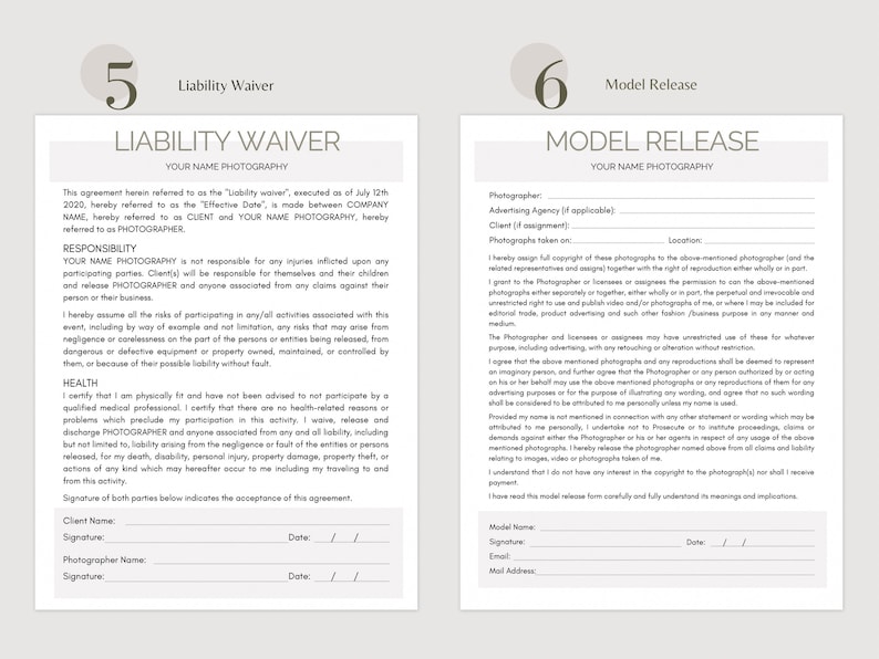 Photography Business Forms Bundle Photography Forms Template - Etsy