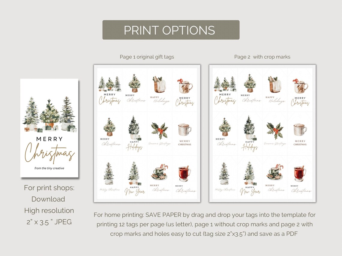 Christmas Gift Tag Template, Printable Christmas Tree Favor Tag ...