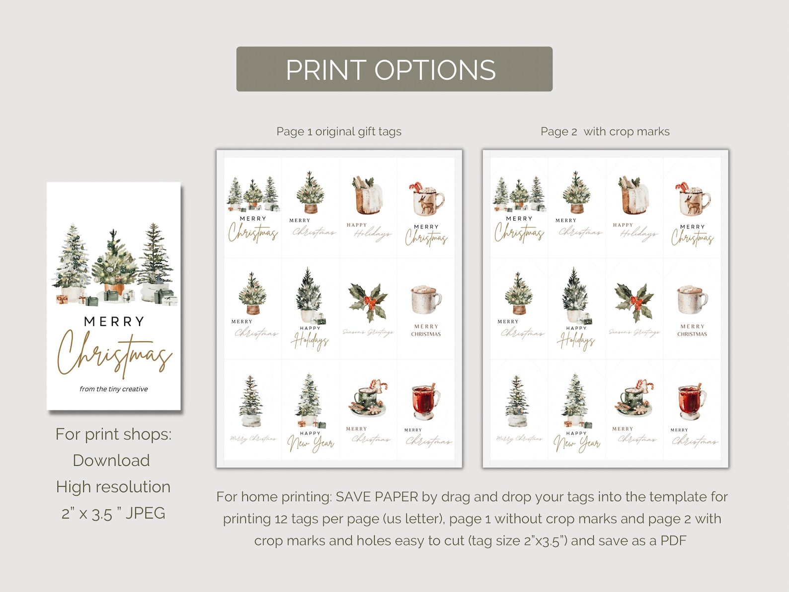 Christmas Gift Tag Template, Printable Christmas Tree Favor Tag ...