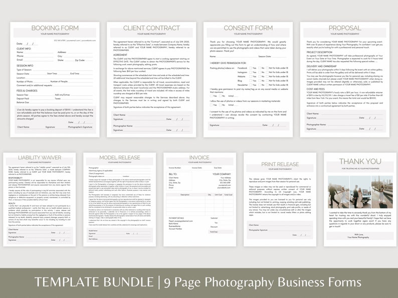 Photography Business Forms Bundle Photography Forms Template - Etsy