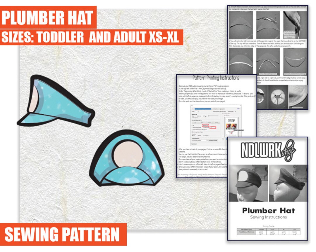 Plumber Hat Sewing Pattern/downloadable PDF File - Etsy