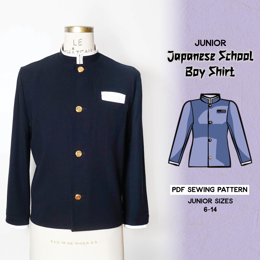 JUNIOR Japanese School Boy Shirt Sewing Pattern/downloadable PDF File ...