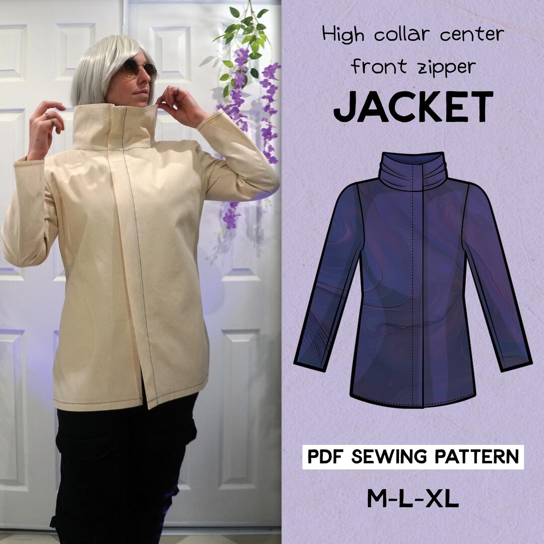 Cosplay Jacket Sewing Pattern High Collar & Zipper Unisex XS-4XL PDF - Etsy