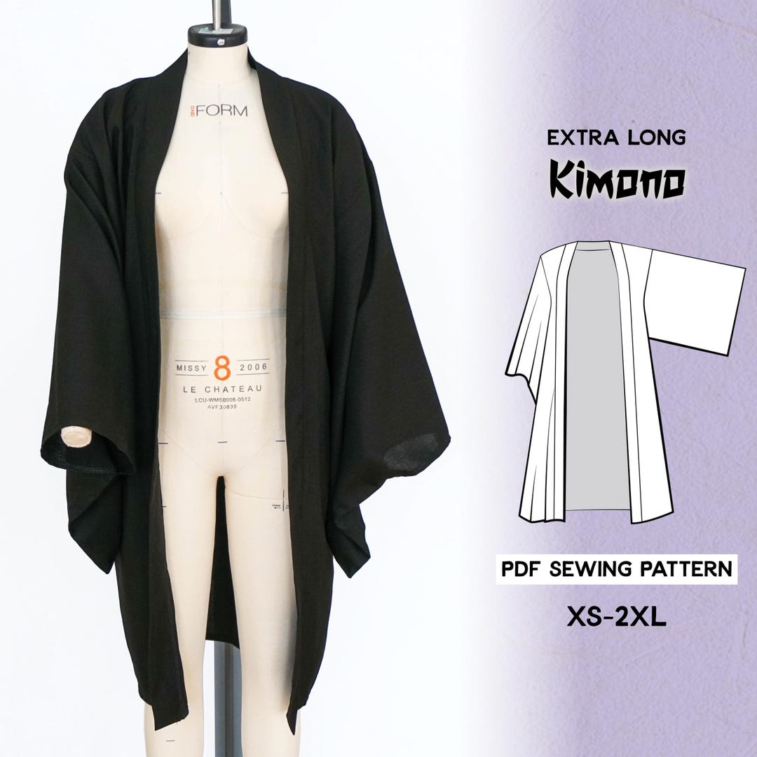 Extra Long Kimono Cosplay Sewing Pattern/downloadable PDF File - Etsy