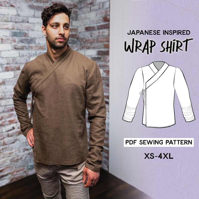 Japanese Wrap Shirt Men - Etsy