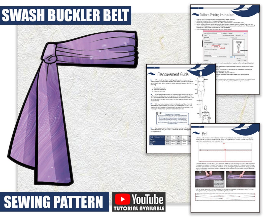 Swash Buckler Belt Sewing Pattern/downloadable PDF File and Tutorial ...