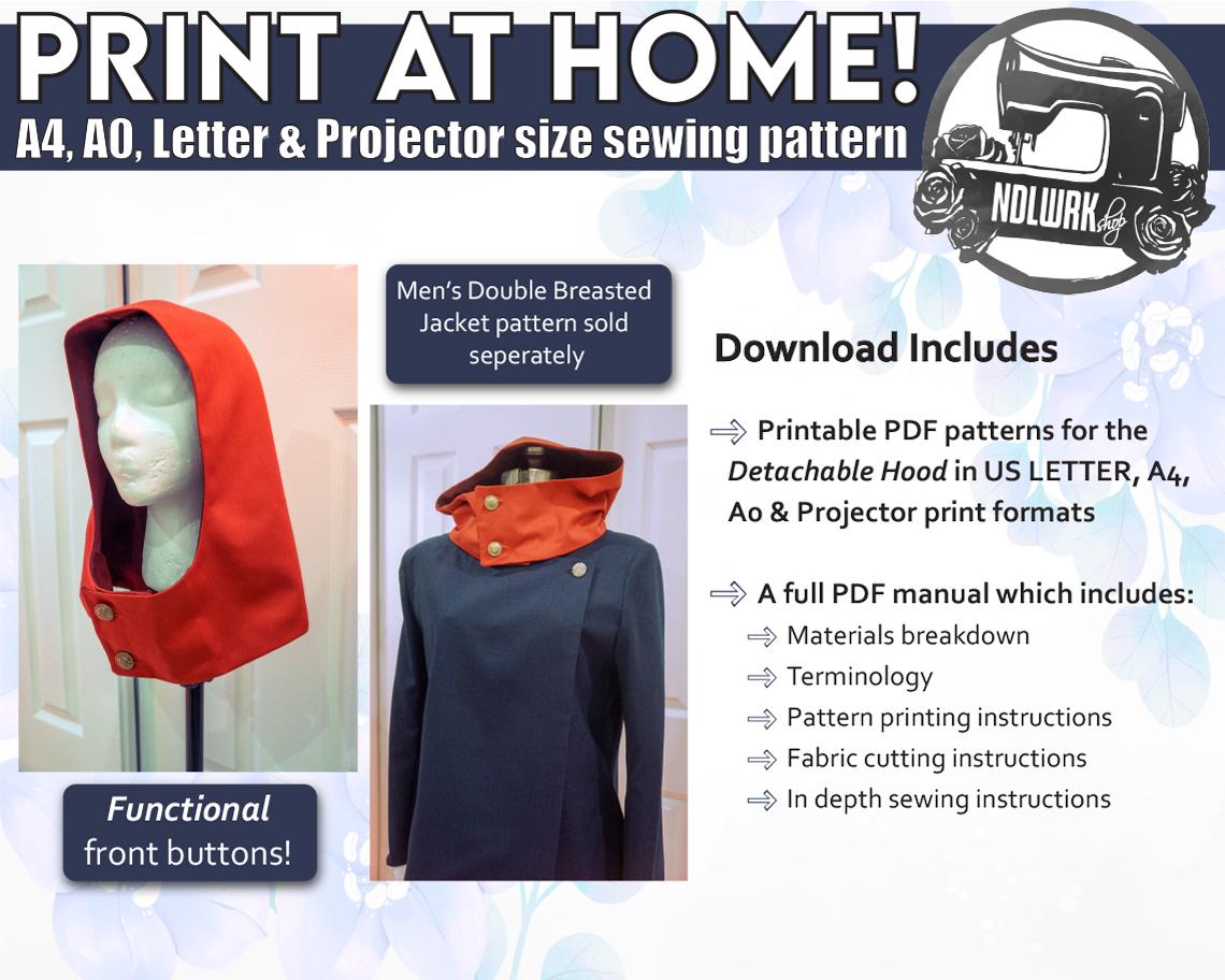 Hood Sewing Pattern | Detachable Hood | Downloadable PDF File and ...