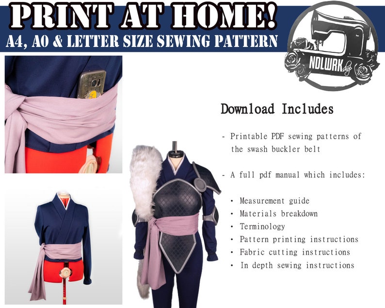 Swash Buckler Belt Sewing Pattern/downloadable PDF File and Tutorial ...