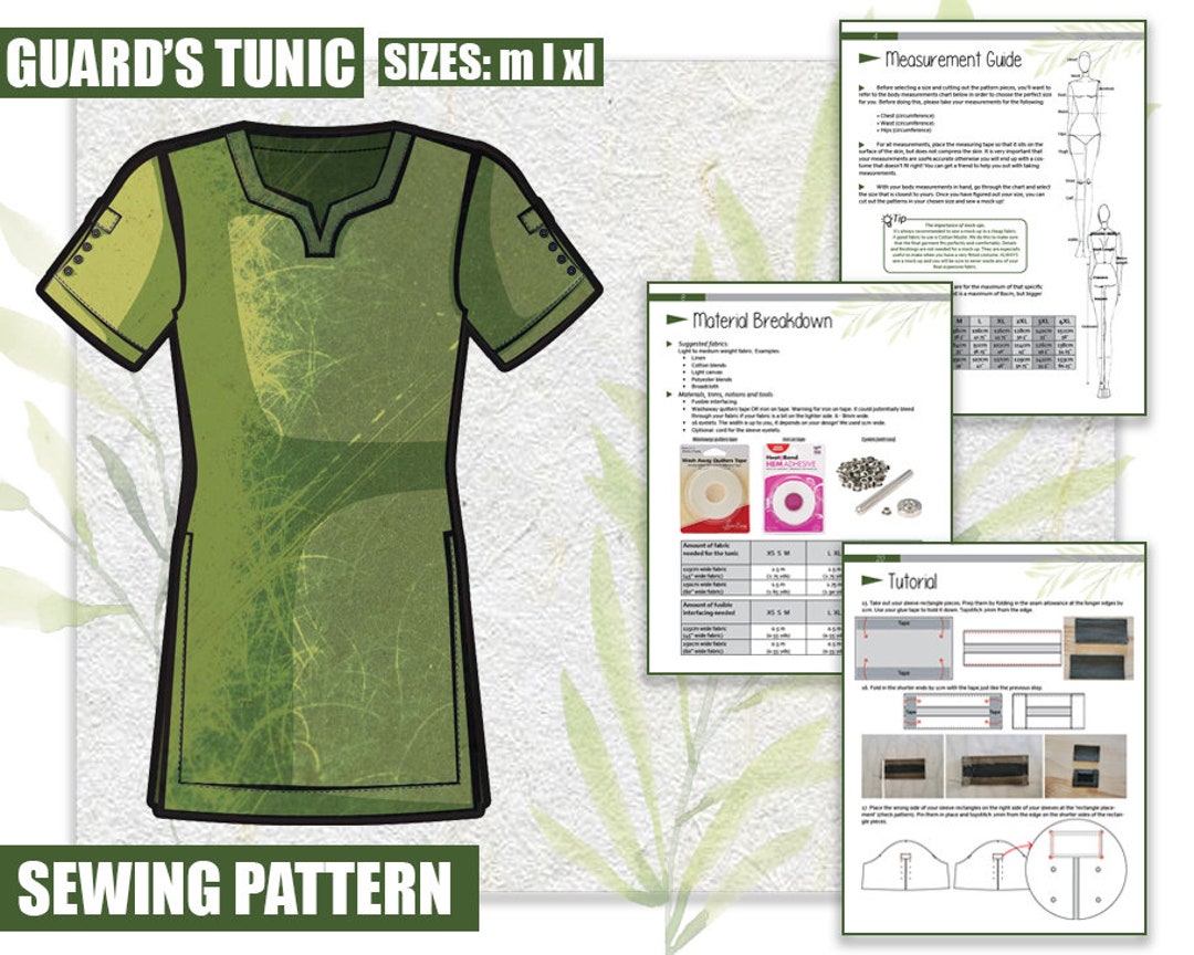 M L XL Guard's Tunic Sewing Pattern/downloadable PDF and Tutorial Book ...