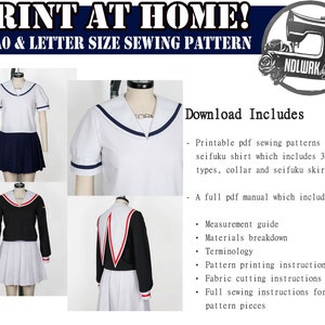 Seifuku Uniform Sewing Pattern | Downloadable PDF and Tutorial Book - Etsy