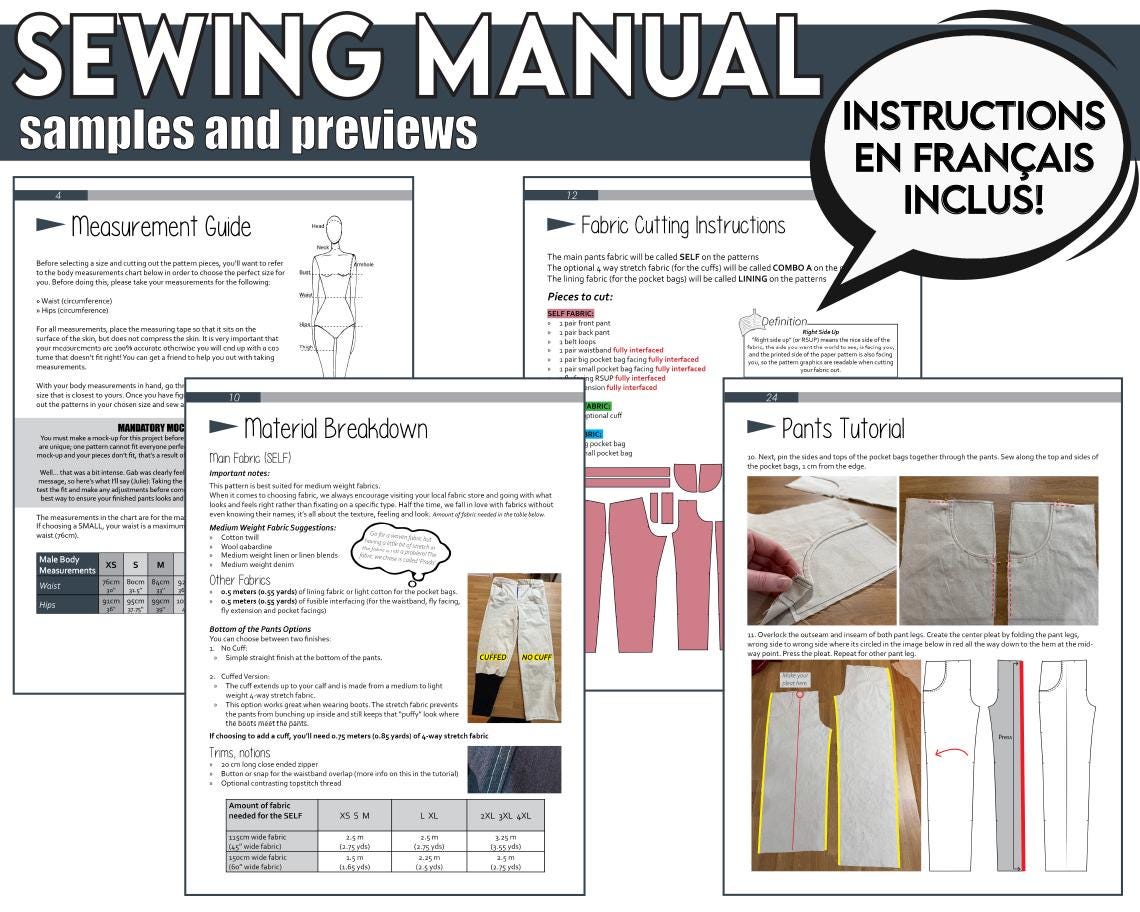 Straight Cuffed Pants Sewing Pattern | Expedition 33 Inspired | PDF ...