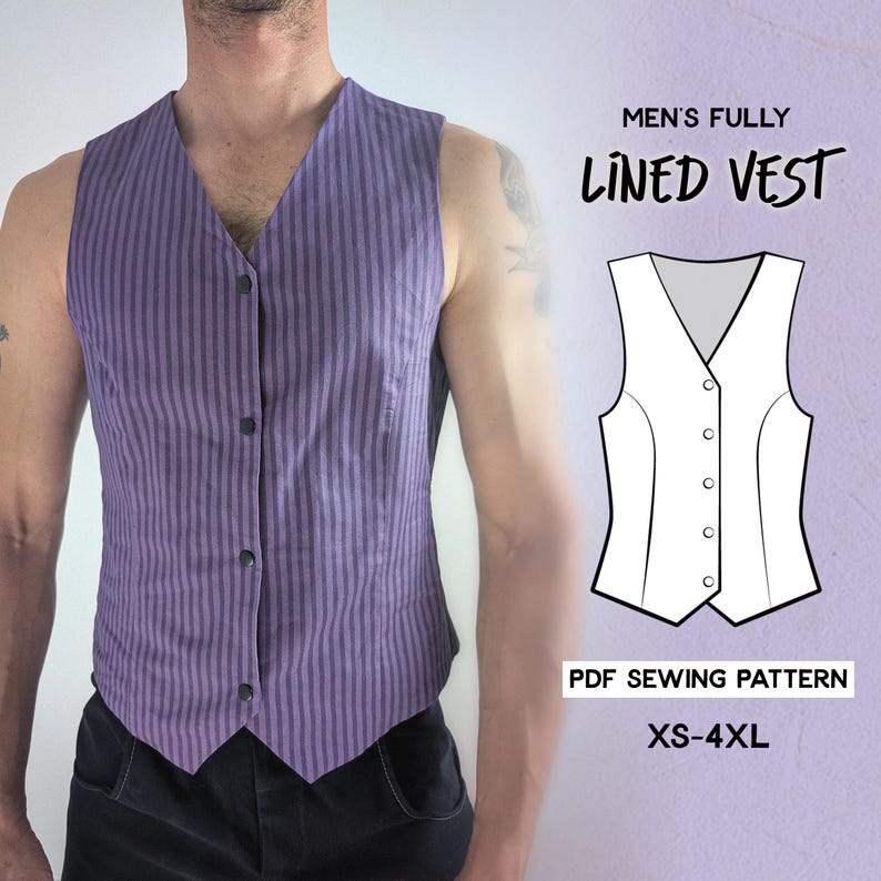 Easy Waistcoat Sewing Pattern PDF | Fully Lined Vest Pattern + Tutorial ...