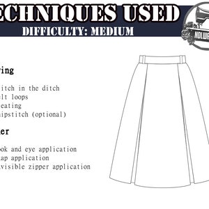 M L XL Box Pleated Skirt Sewing Pattern/downloadable PDF File and ...