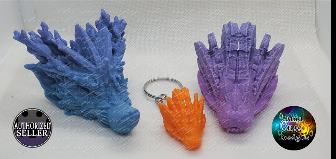 Dragon Head Keychain 2 Long 3D Printed - Etsy