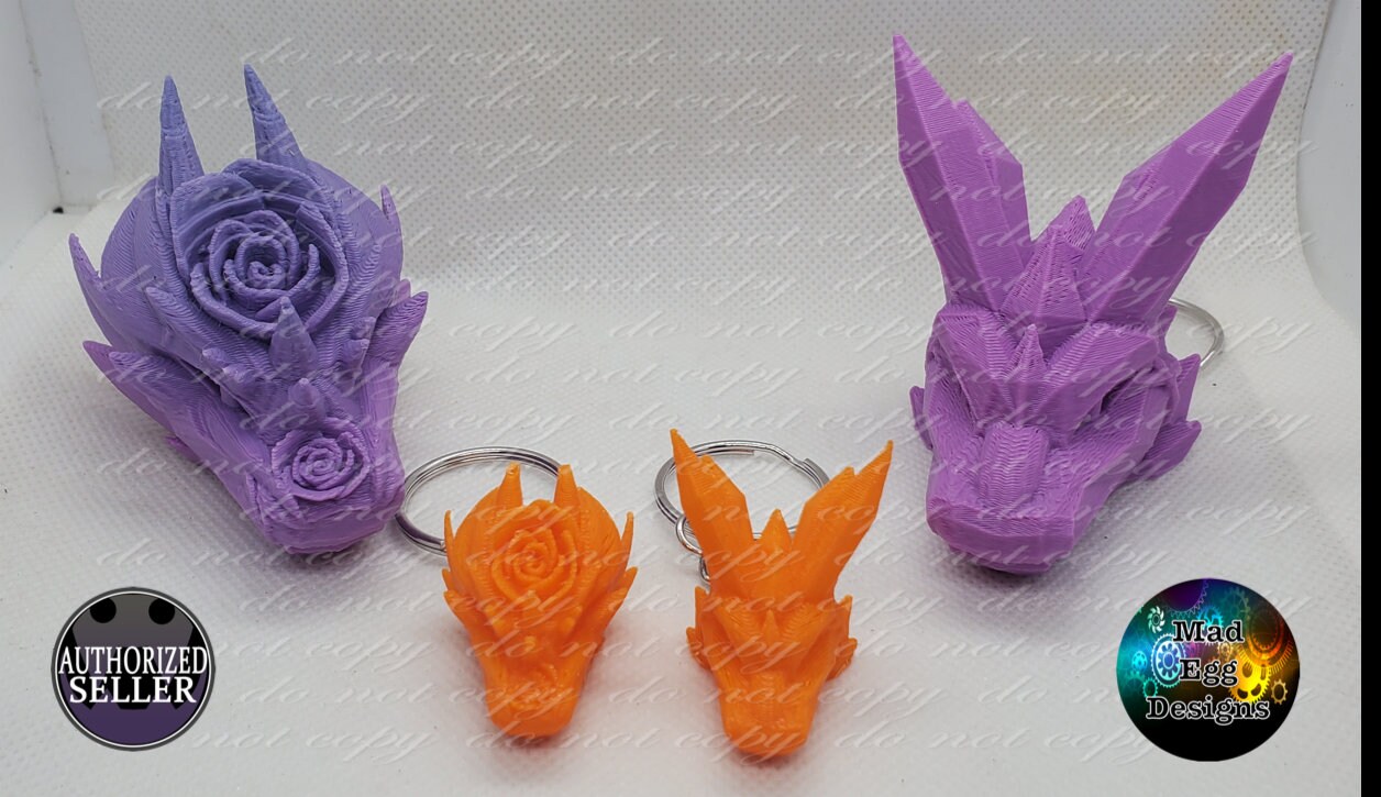 Dragon Head Keychain 2 Long 3D Printed - Etsy