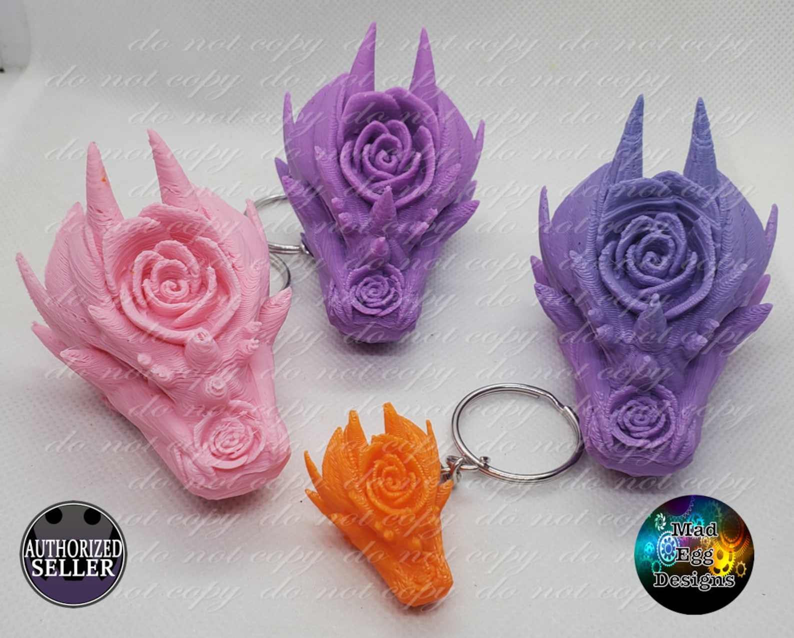 Dragon Head Keychain 2 Long 3D Printed - Etsy