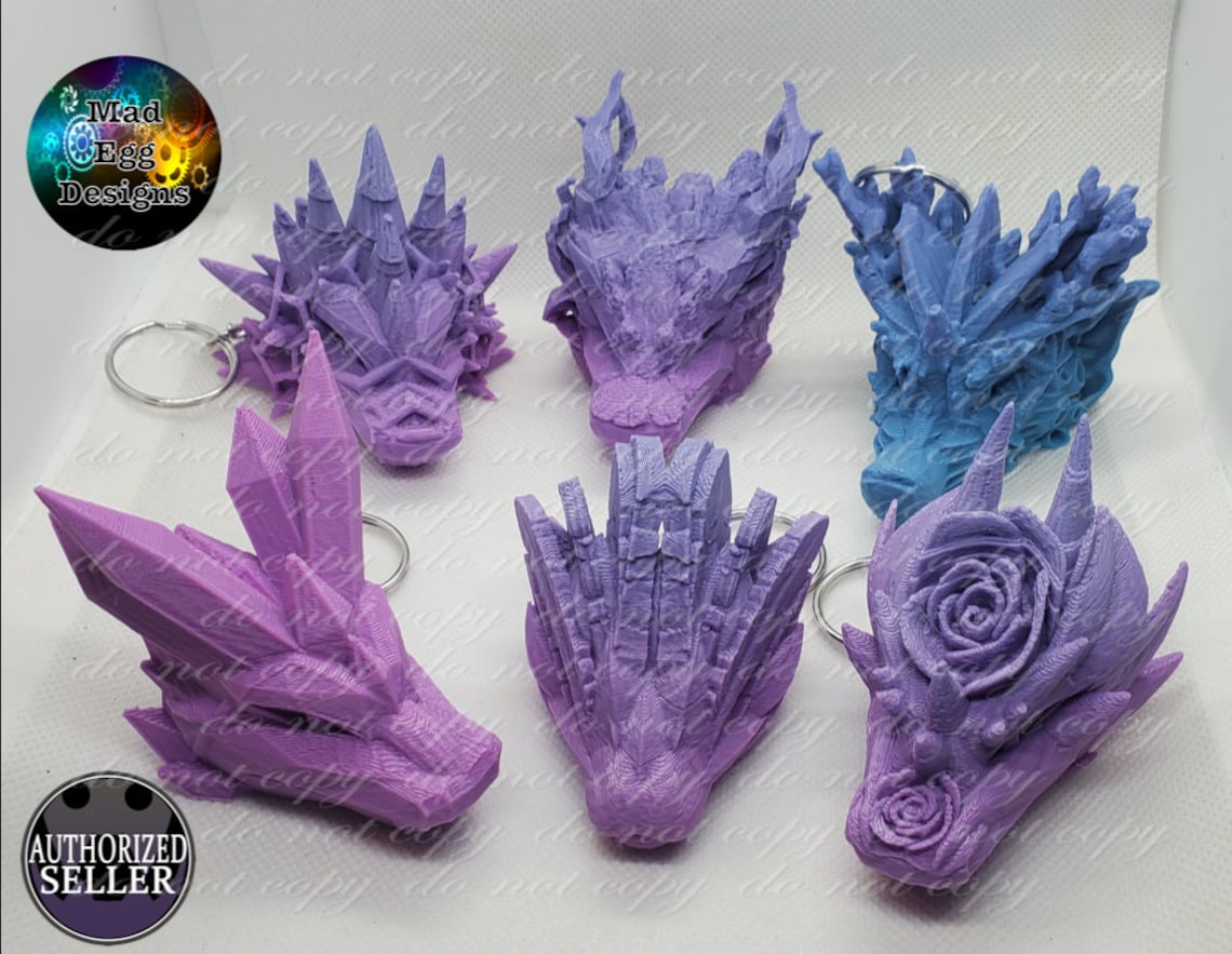 Dragon Head Keychain 2 Long 3D Printed - Etsy