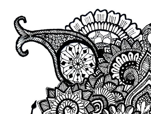 Line Art Printable Coloring Page Flower Doodle Art - Etsy