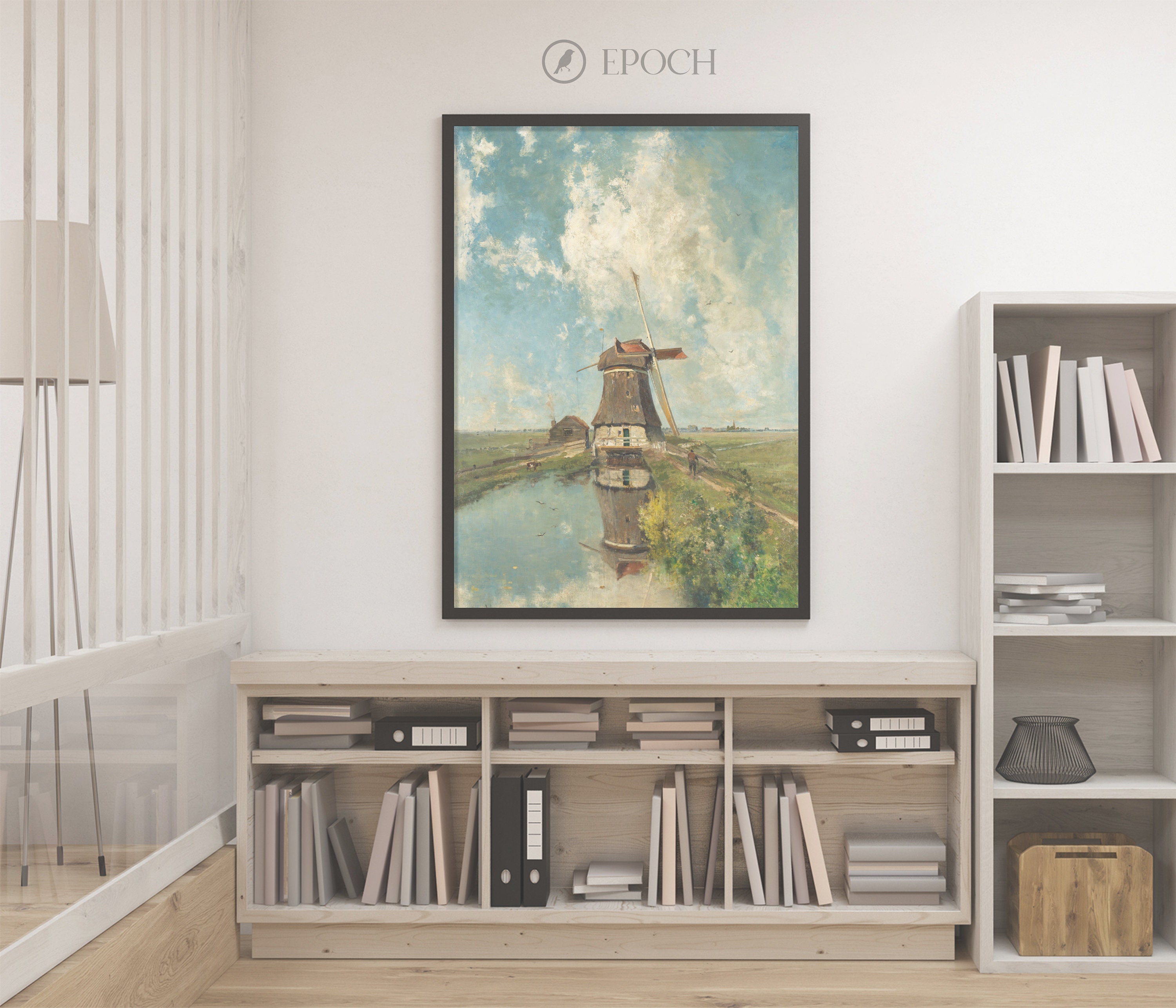 Windmill Landscape Physical Art Print - Etsy